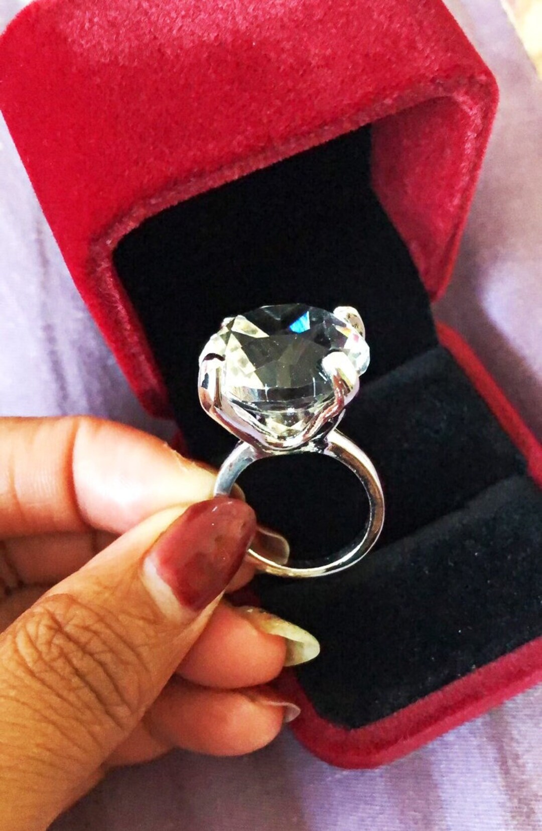 Handmade Oversized Crystal Diamond Ring Exaggerated Wedding Diamond ...