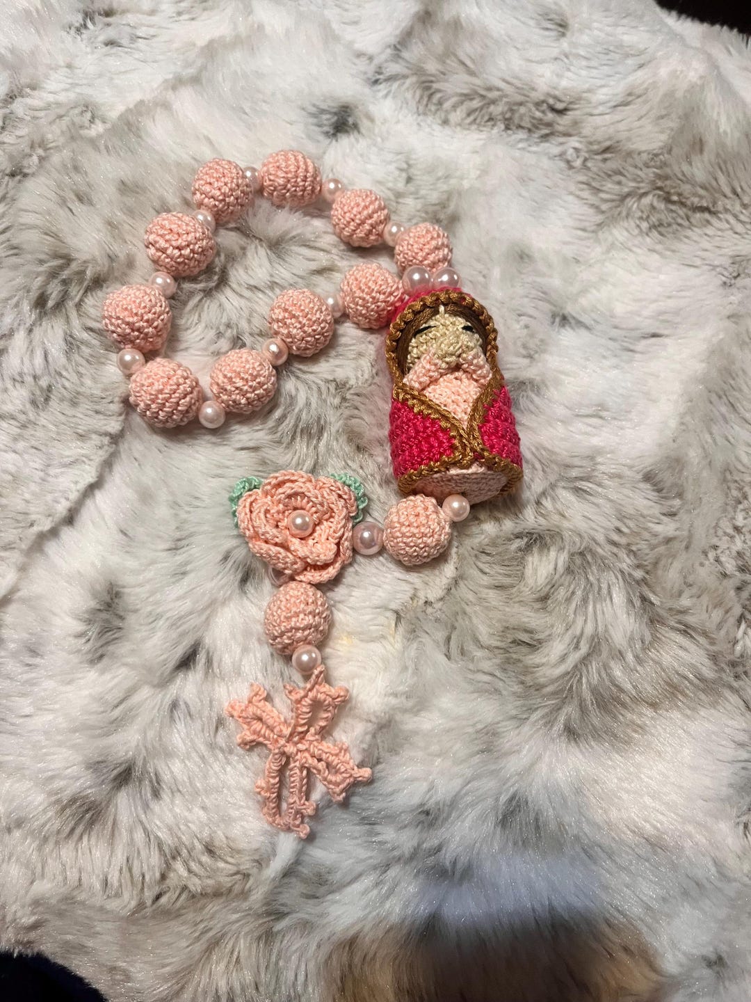 Handmade Crochet Rosary | Handmade Crochet Virgen De Guadalupe Keychain ...