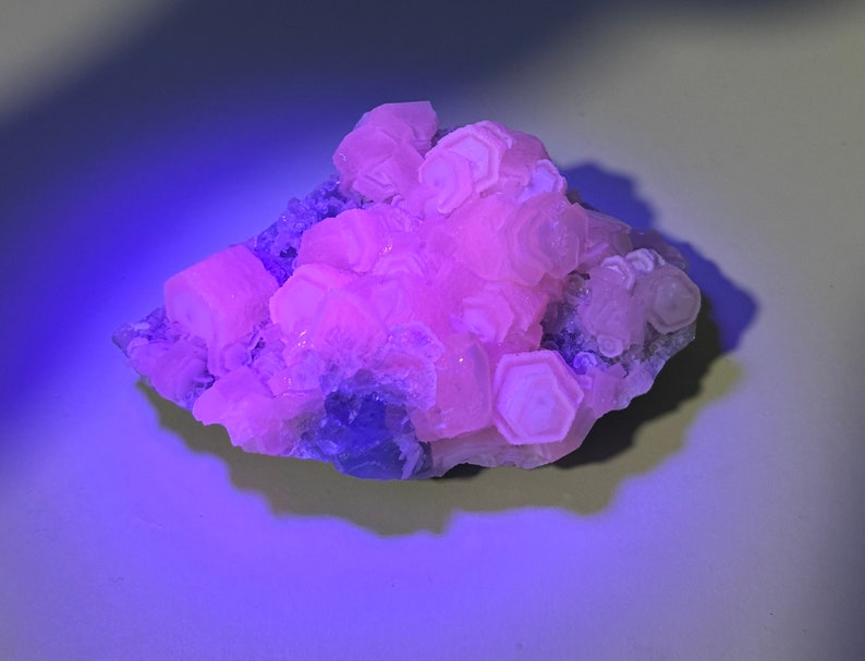 Pink Fluorescent Coin Calcite With Fluorite Poker Chip Calcite - Etsy