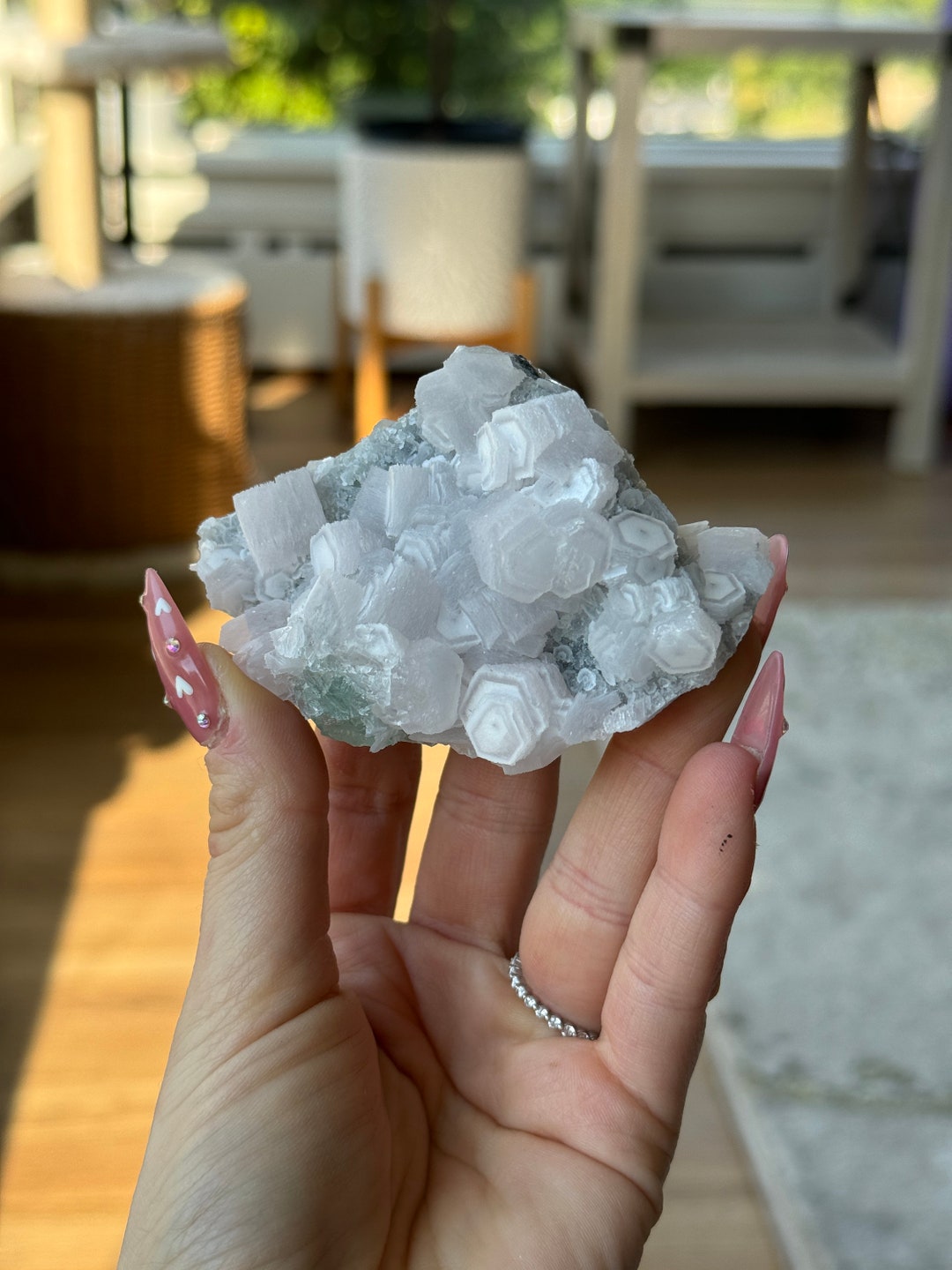 Pink Fluorescent Coin Calcite With Fluorite | Poker Chip Calcite - Etsy