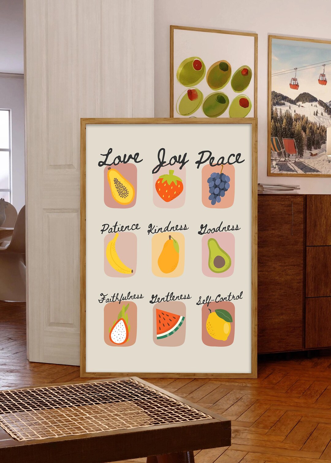 Fruit of the Spirit Art Print Retro Christian Wall Art Scripture Poster ...