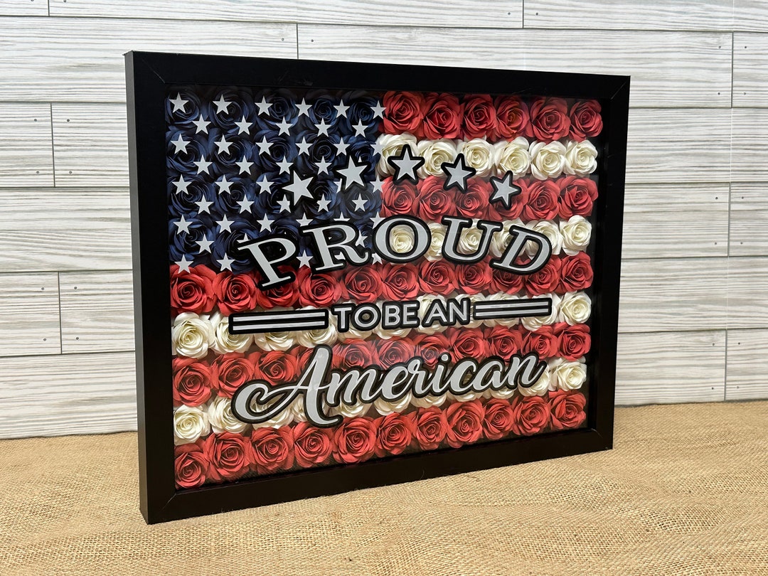 Proud to Be an American Paper Flower Flag Shadow Box - Etsy