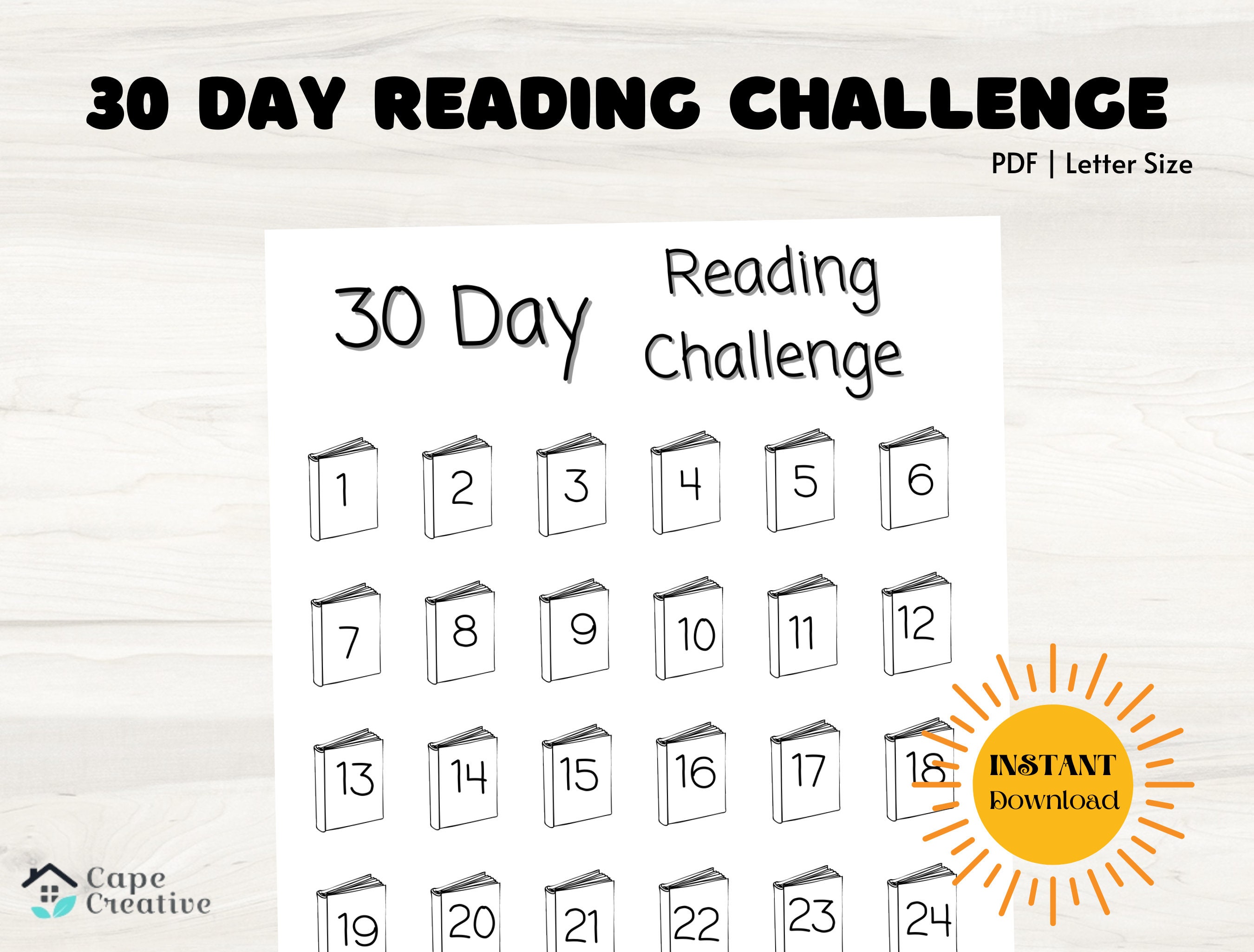 Printable 30 Day Reading Challenge 30 Day Book Challenge Reading ...