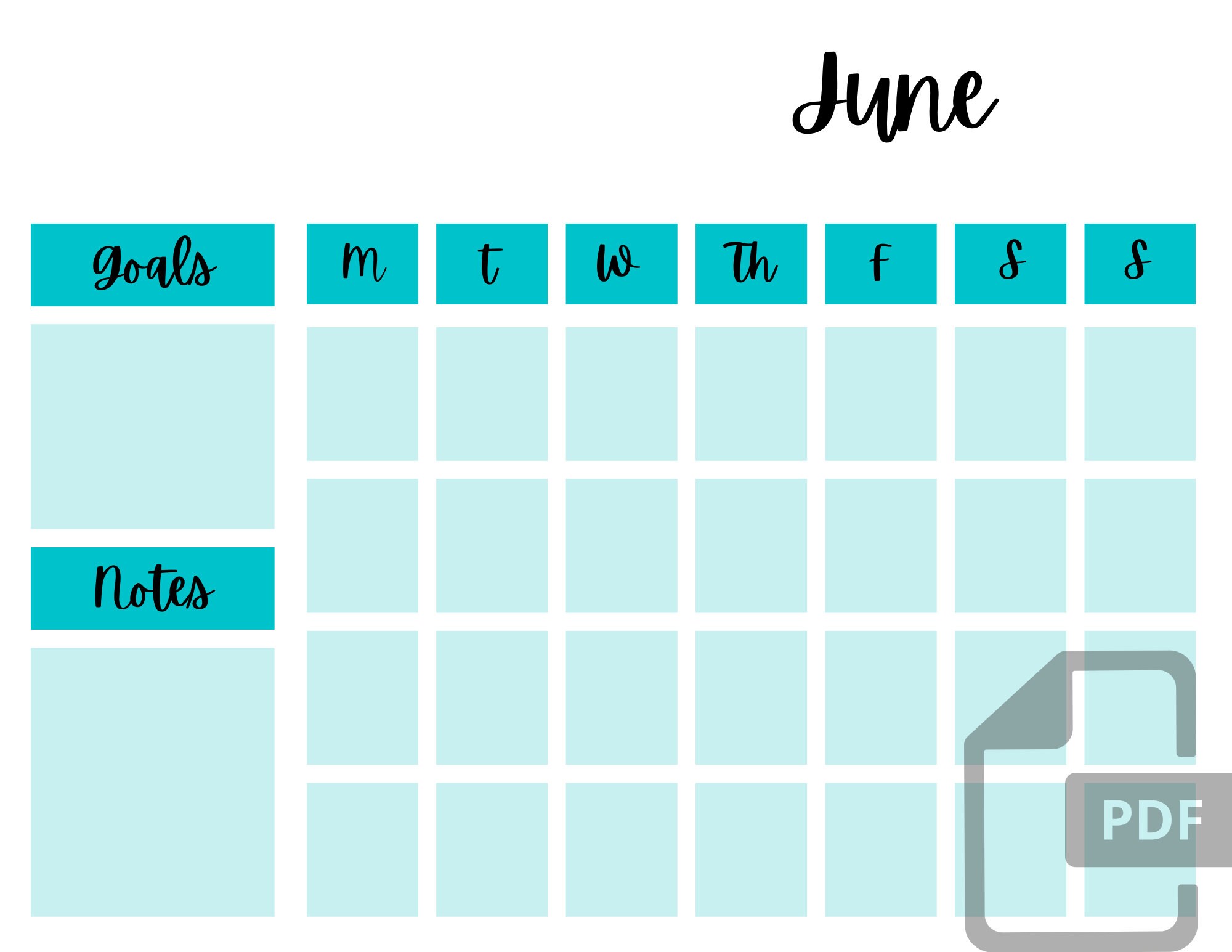 Printable Blank Monthly Calendar Blank Monthly Calendar - Etsy