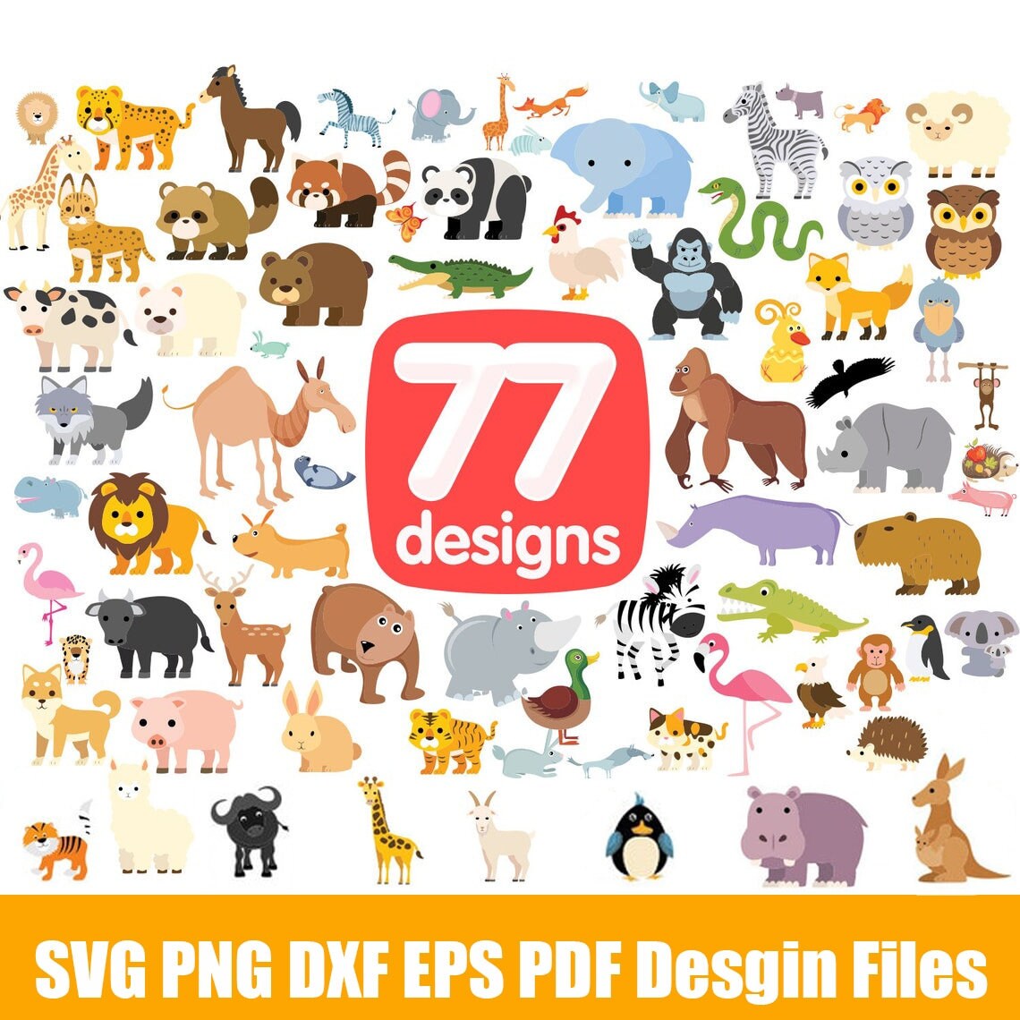 77 Safari Baby Animals Mega SVG Vector Clipart Bundle DXF PNG - Etsy