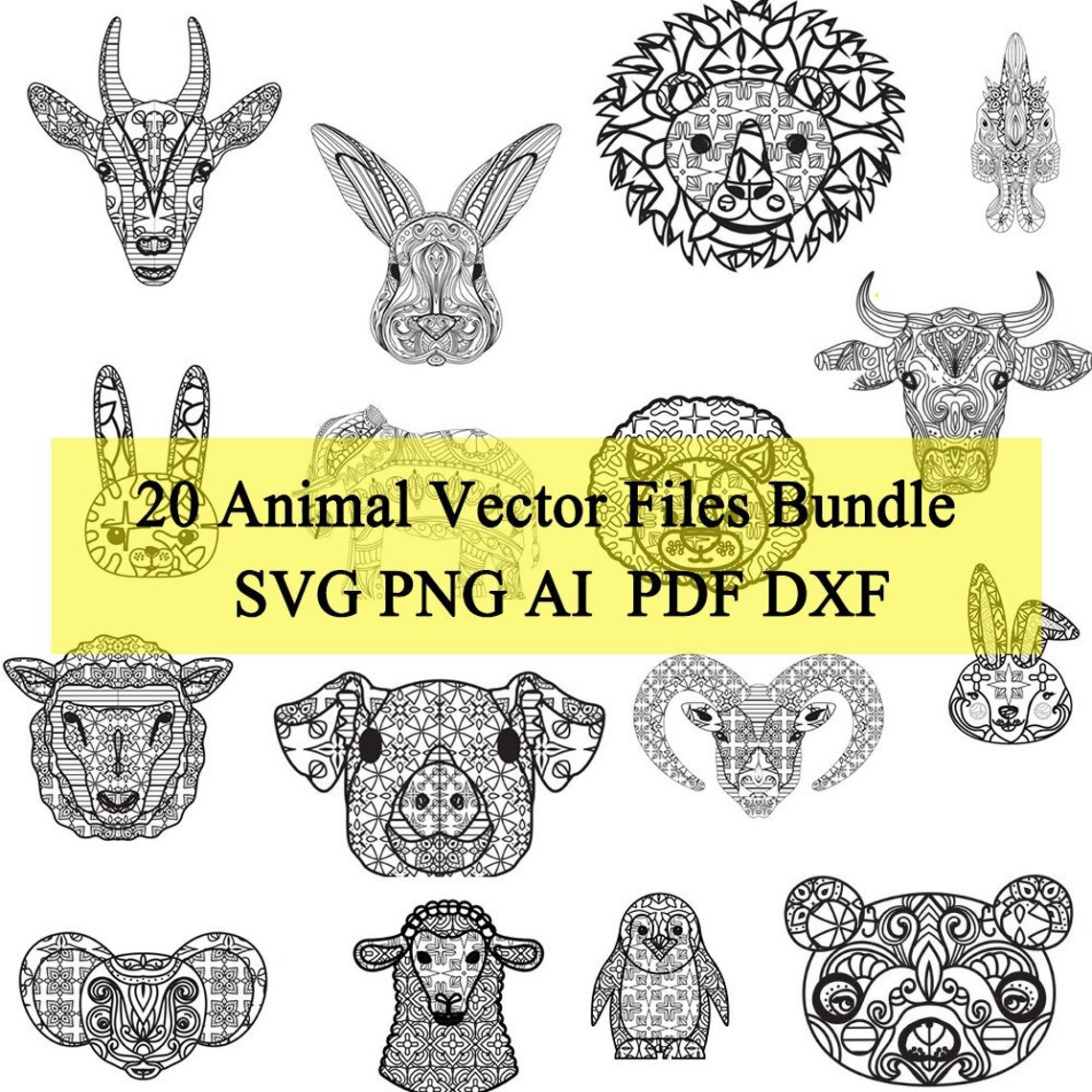 Animals Bundle SVG for Cut File Animal Hand Drawn - Etsy