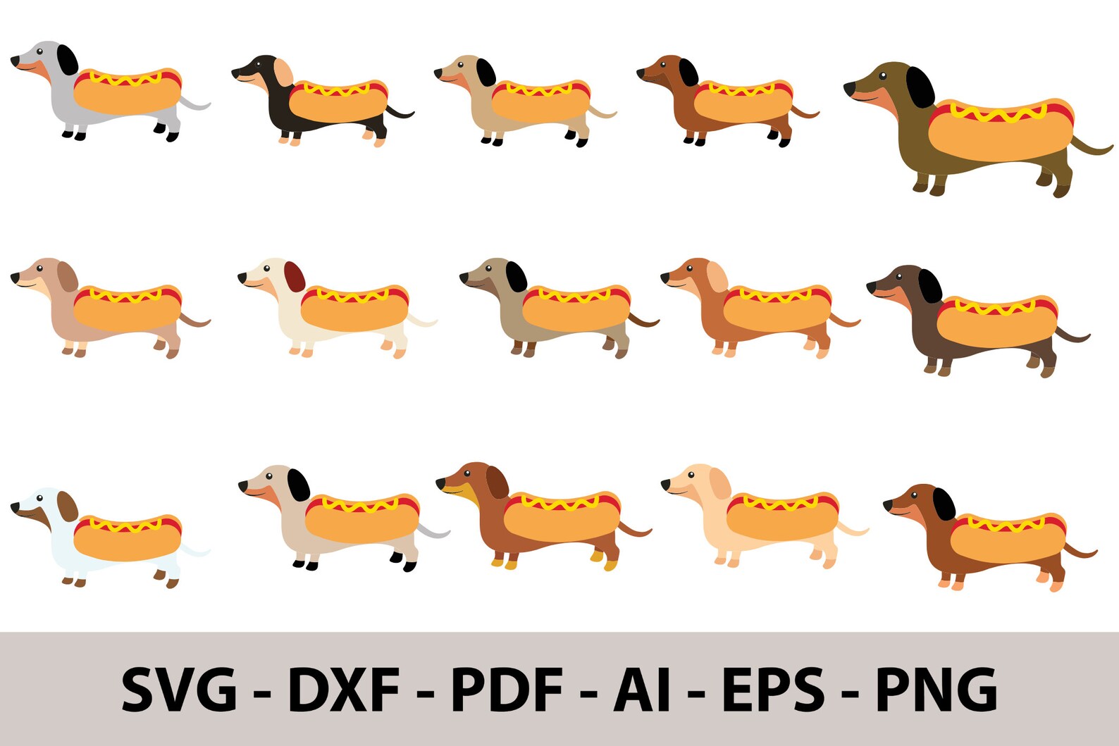 Dog SVG Bundle Sausage Dogs SVG Dog Clipart Dog Cut File - Etsy