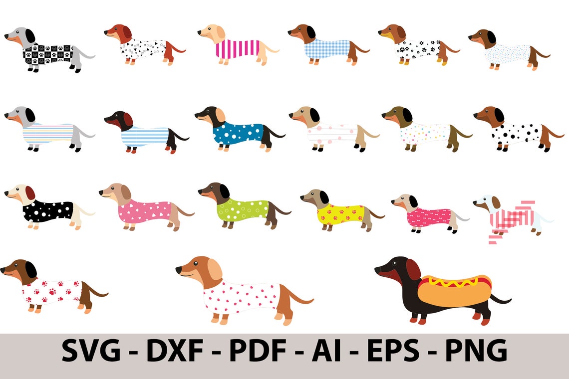 Dog SVG Bundle Sausage Dogs SVG Dog Clipart Dog Cut File - Etsy