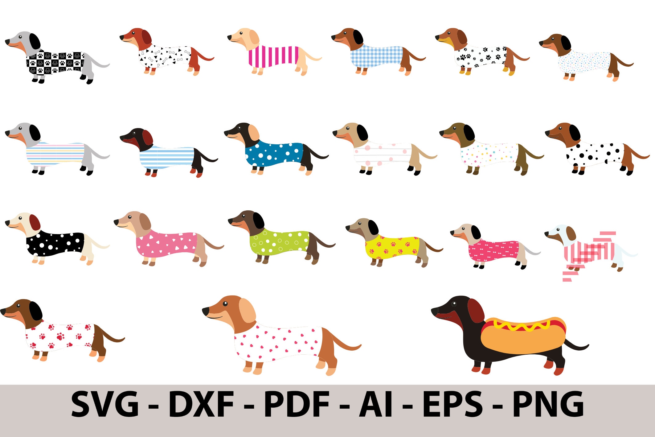 Dog SVG Bundle Sausage Dogs SVG Dog Clipart Dog Cut File - Etsy