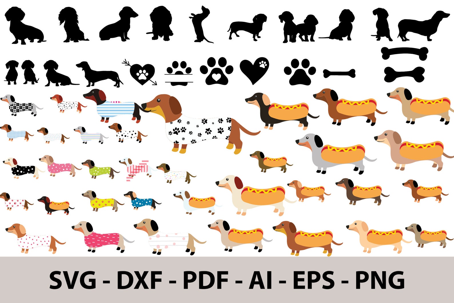 Dog SVG Bundle Sausage Dogs SVG Dog Clipart Dog Cut File - Etsy