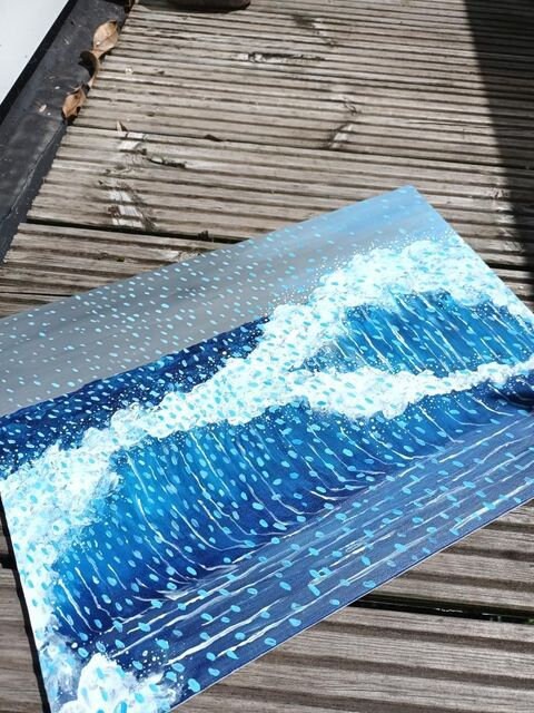 Ocean Art, Wave Art, Wave, Ocean, Hand Painted, Acrylic Canvas - Etsy