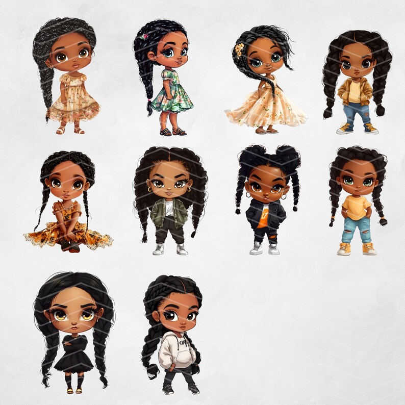 Little Black Girl With Braids Clipart, Braided Hair Illustrations ...