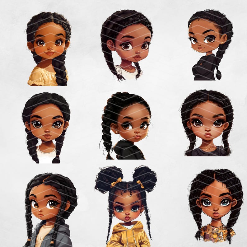 Little Black Girl With Braids Clipart, Braided Hair Illustrations ...