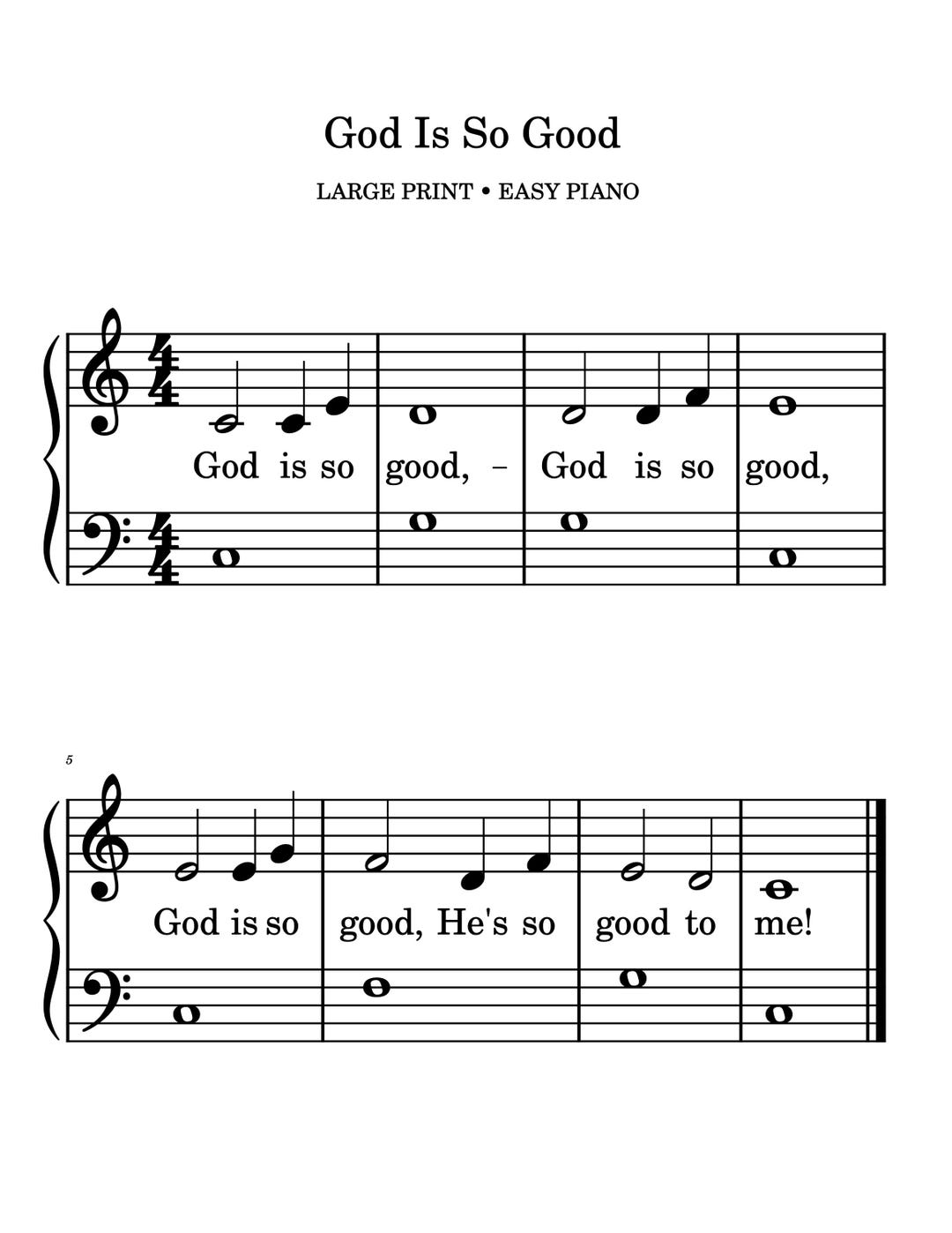 God is so Good: LARGE PRINT Easy Piano Hymn (digital Download) - Etsy