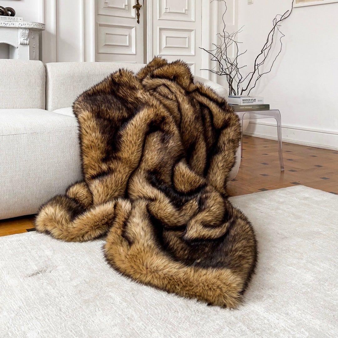 Recycled Fur Throw Blanket - Mink Fur Blanket - Mink Faux Fur Throw ...