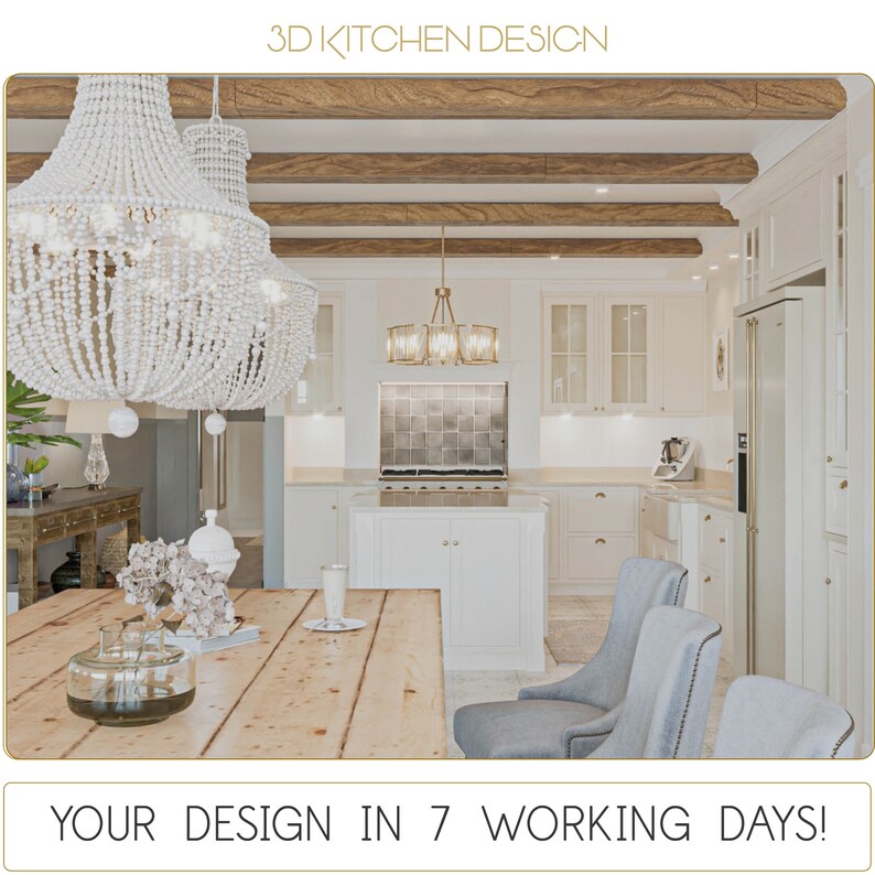 3D Farmhouse Kitchen Design Interior Designer Custom Home - Etsy