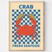 Retro Crab Poster, Crab Wall Art, Retro Seafood Print, Seafood Wall ...