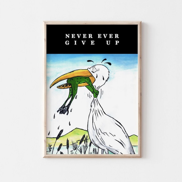 Never Give up Frog - Etsy