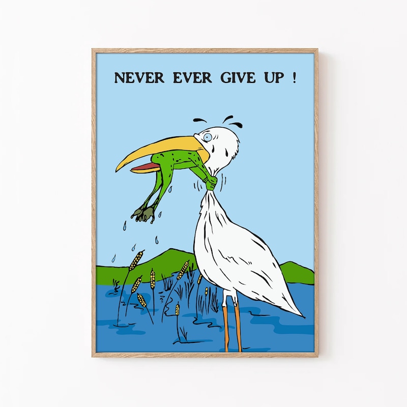 Stork frog never give up - Etsy.de