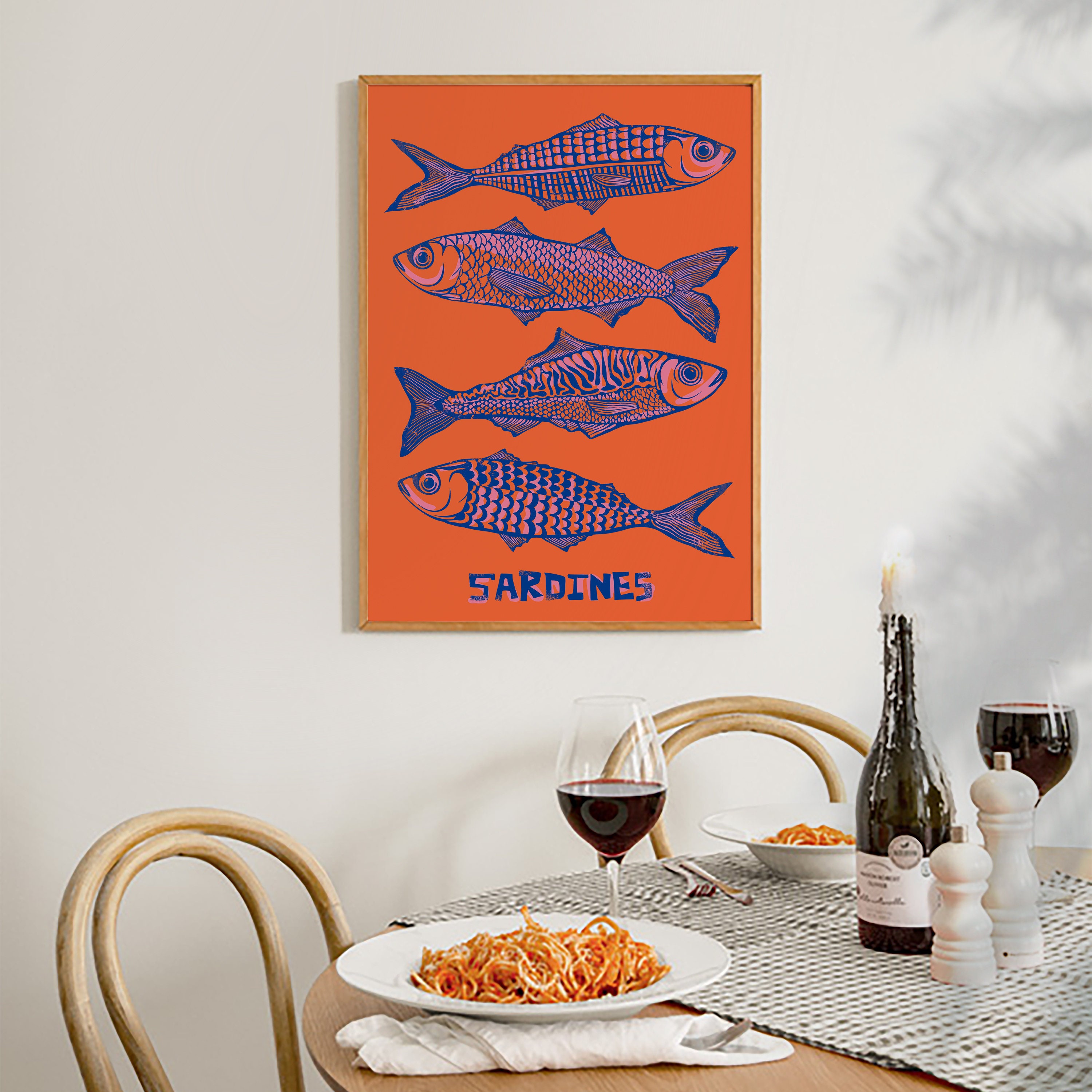 Retro Sardines Print: Colorful Fish Kitchen Wall Art (digital Download ...
