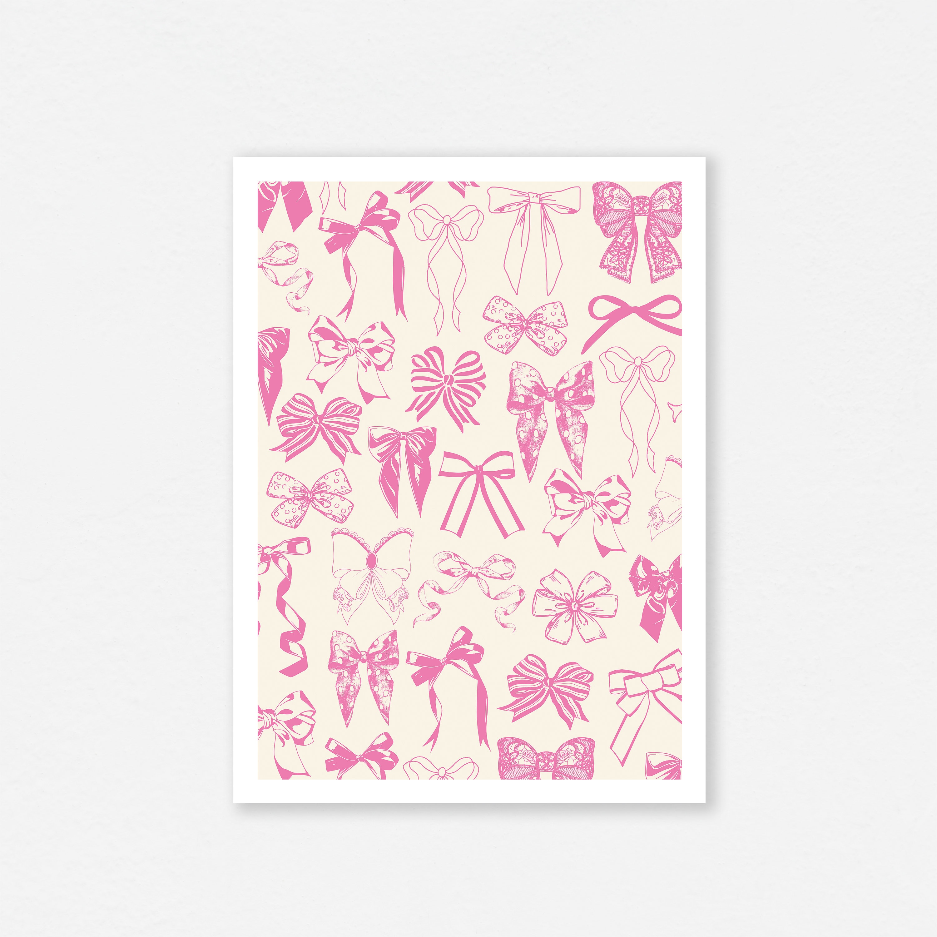 Pink Colour Poster, Ribbon Bow Print, Pink Bow Print, Preppy Wall Art ...