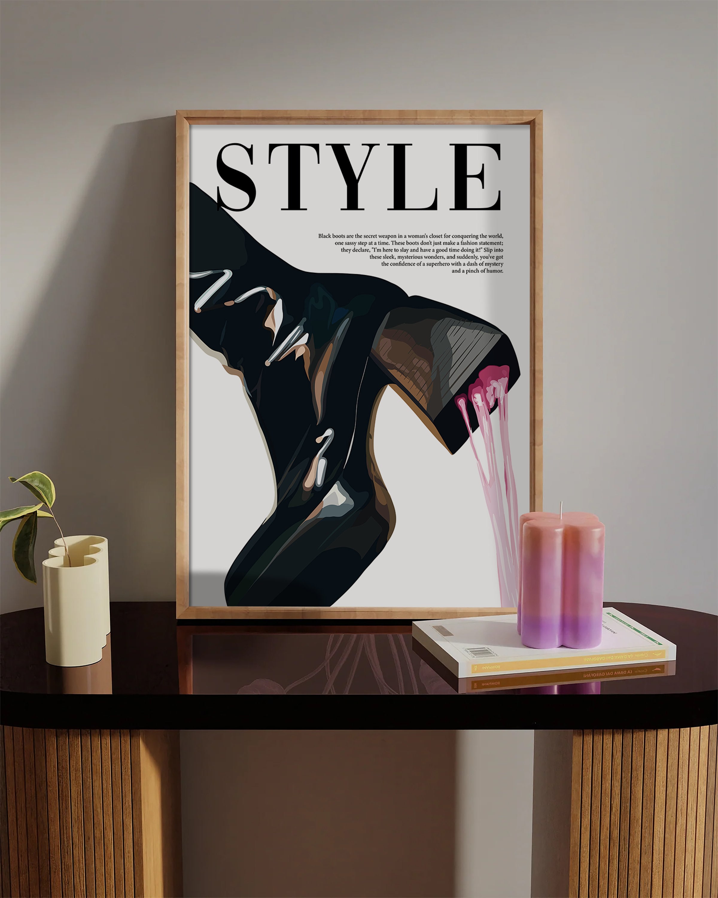 Retro Boots Print, Black Boots Poster, Vogue Boots Poster, Chew Gum ...