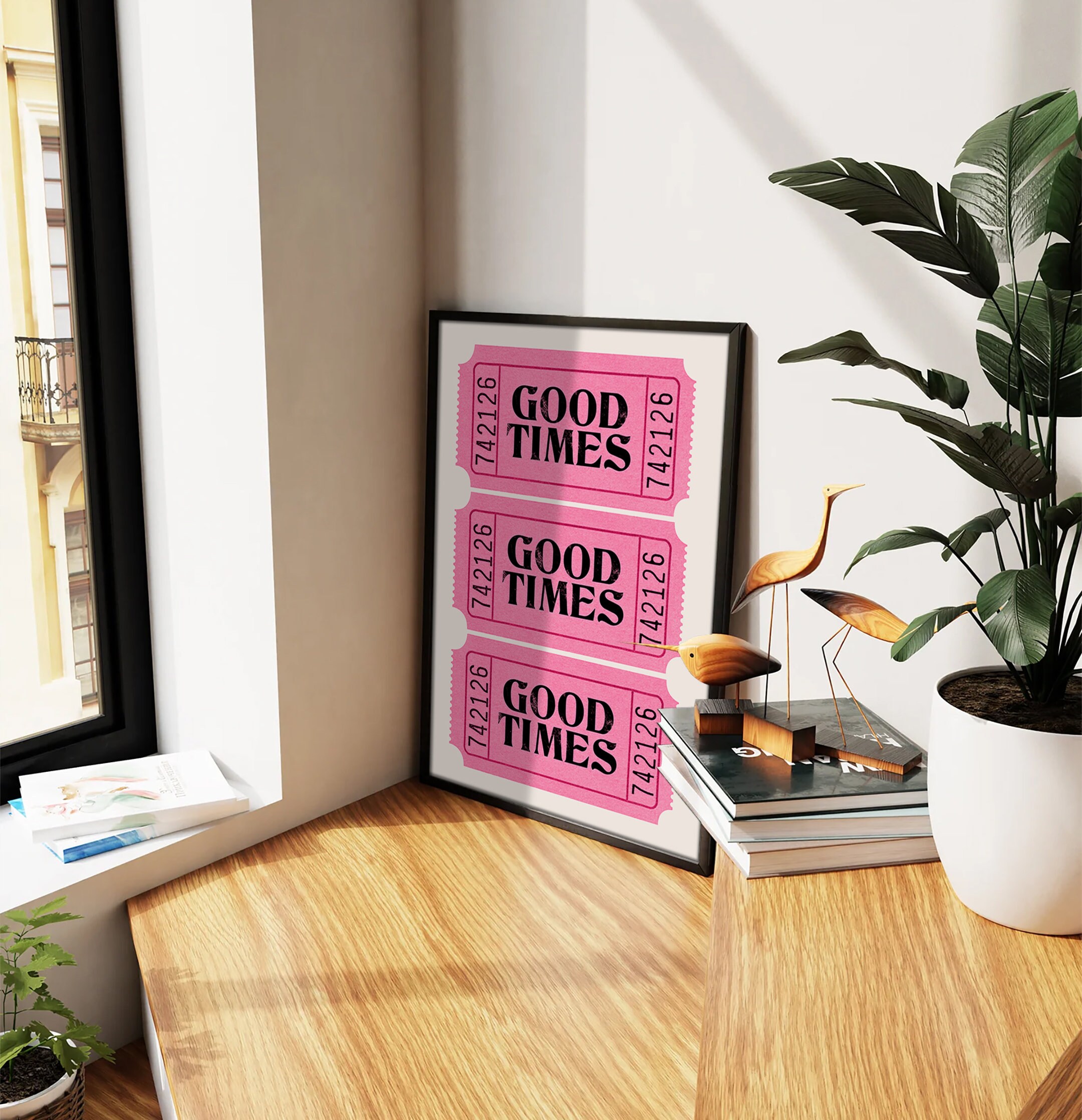 Retro Good Times Pink Ticket Wall Art Apartment Wall Decor - Etsy