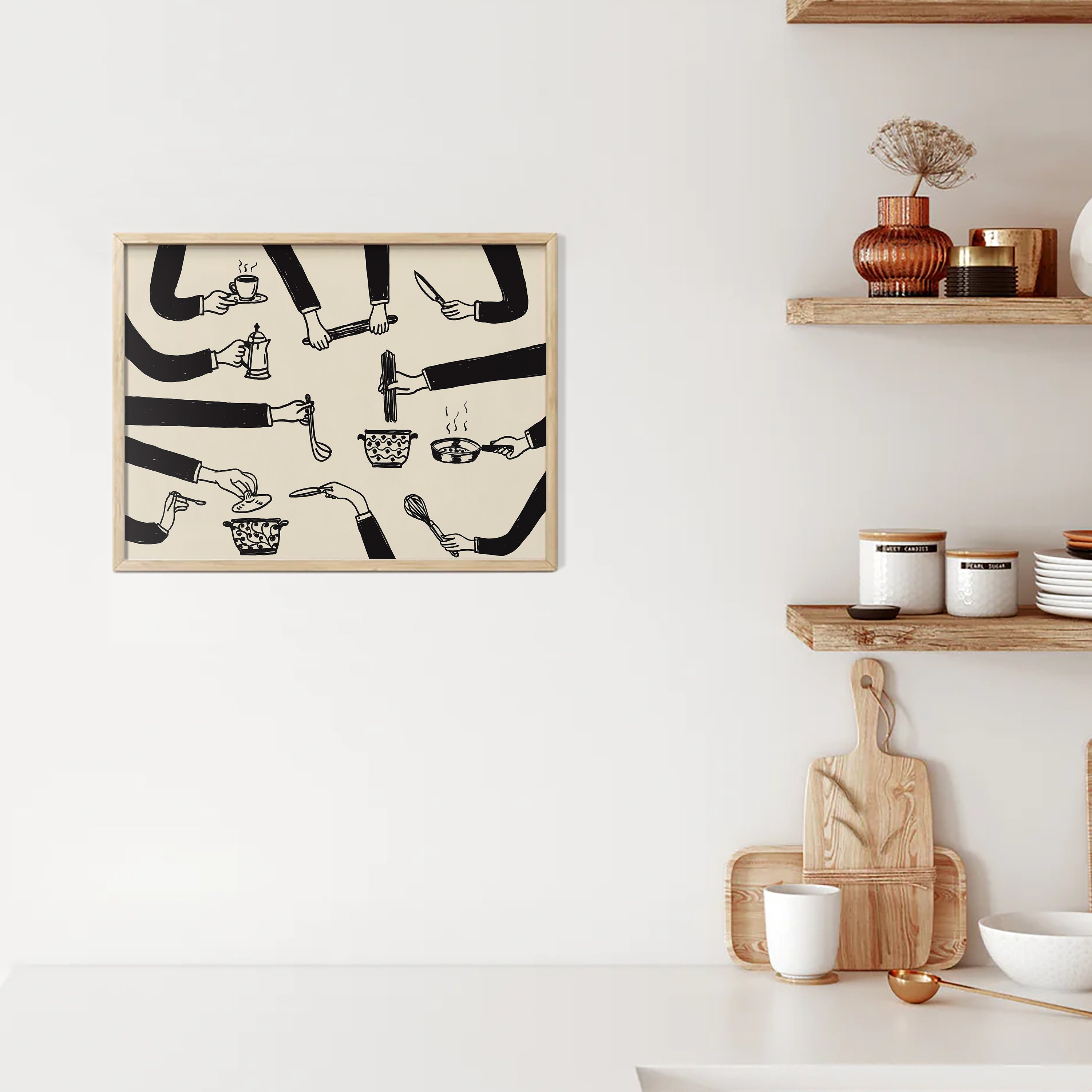 Cooking Hands Print: Retro Kitchen Wall Art (digital Download) - Etsy