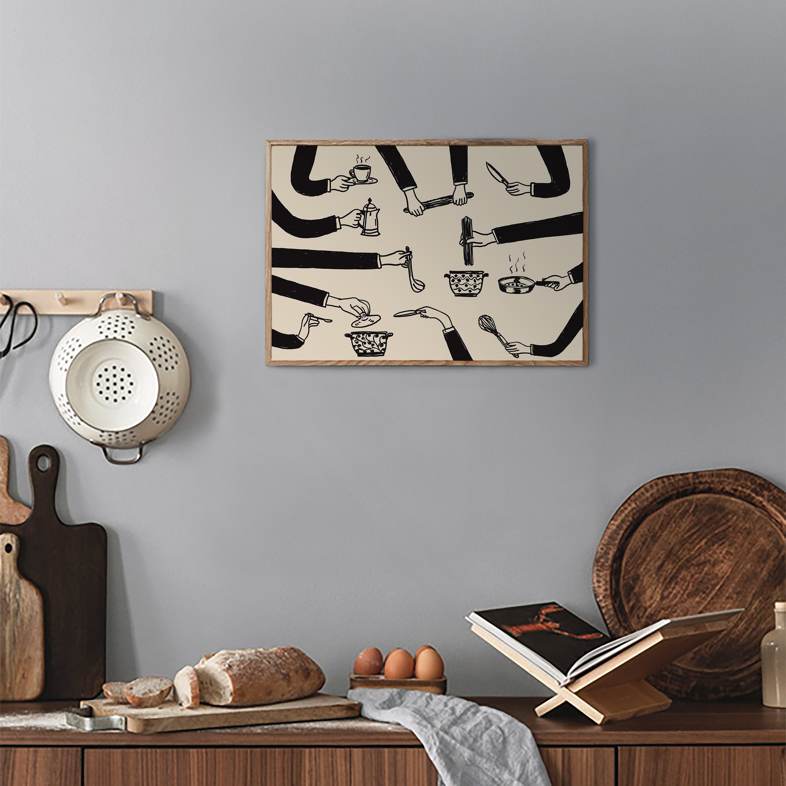 Cooking Hands Print: Retro Kitchen Wall Art (digital Download) - Etsy