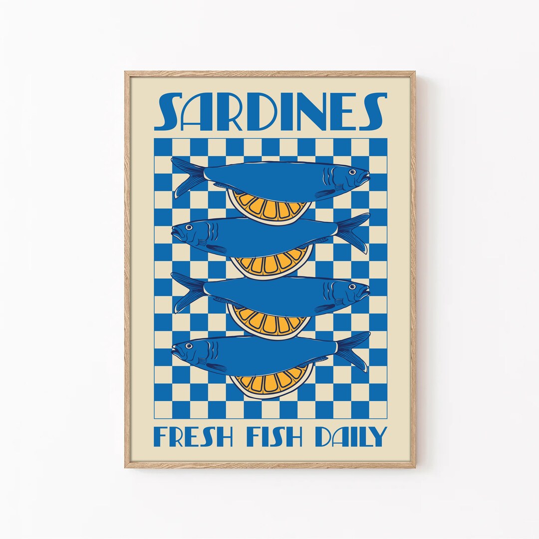 Sardines Retro Poster Fish Print Sardines Wall Art Retro - Etsy