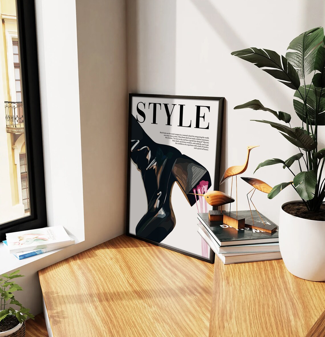 Retro Boots Print, Black Boots Poster, Vogue Boots Poster, Chew Gum ...
