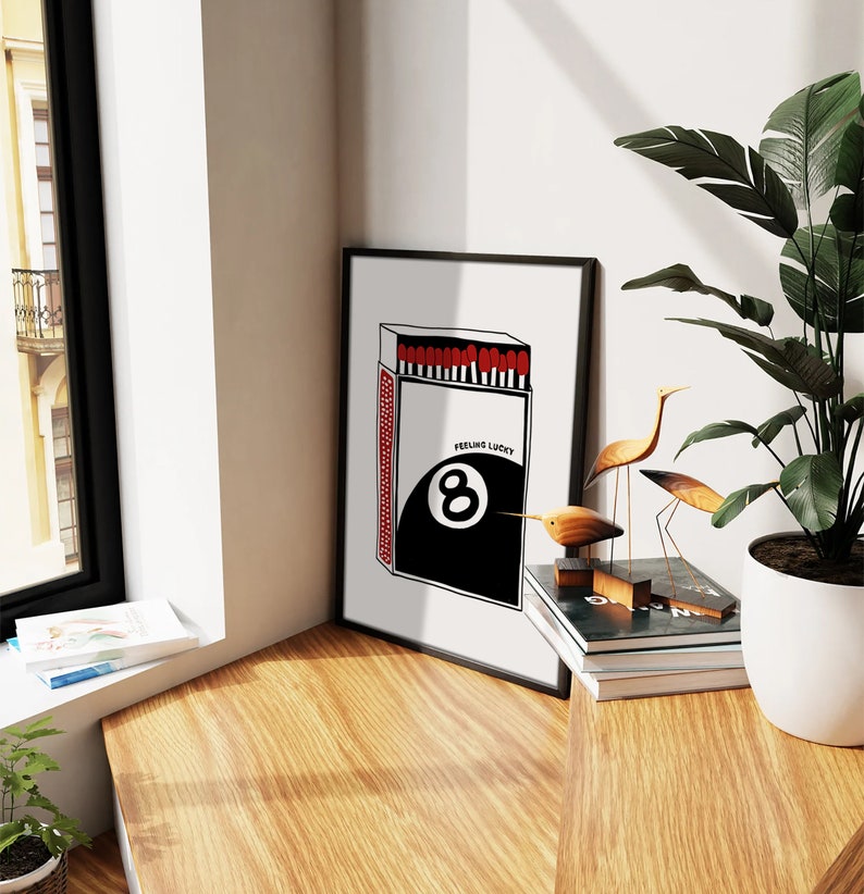 Retro 8 Ball Matchbox Print: Lucky Wall Art (digital Download) - Etsy