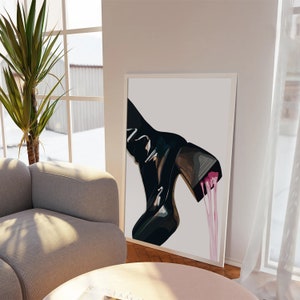 Retro Boots Print, Black Boots Poster, Vogue Boots Poster, Chew Gum ...