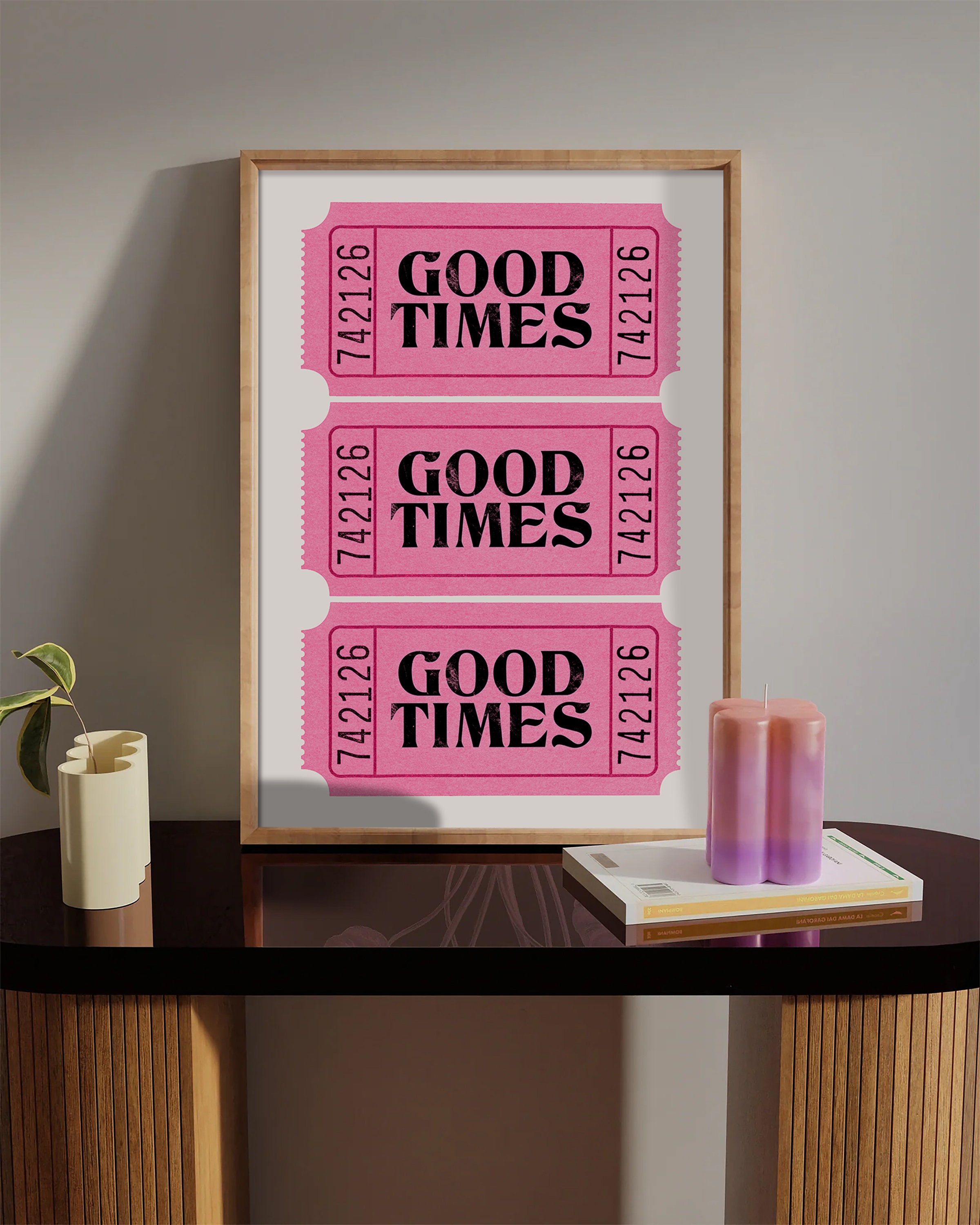 Retro Good Times Pink Ticket Wall Art Apartment Wall Decor - Etsy