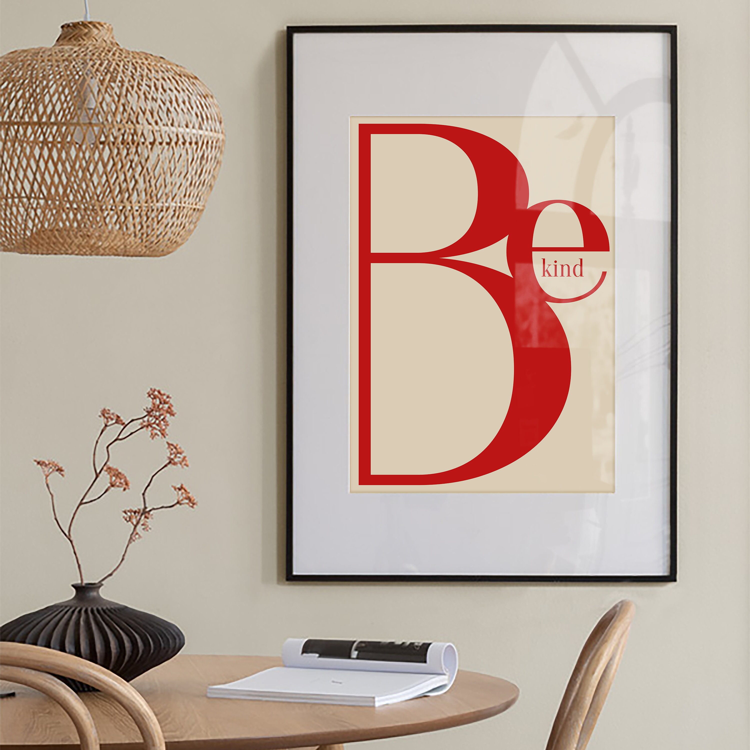 Red Colour Poster Be Kind Quote Print Trendy Retro Decor - Etsy