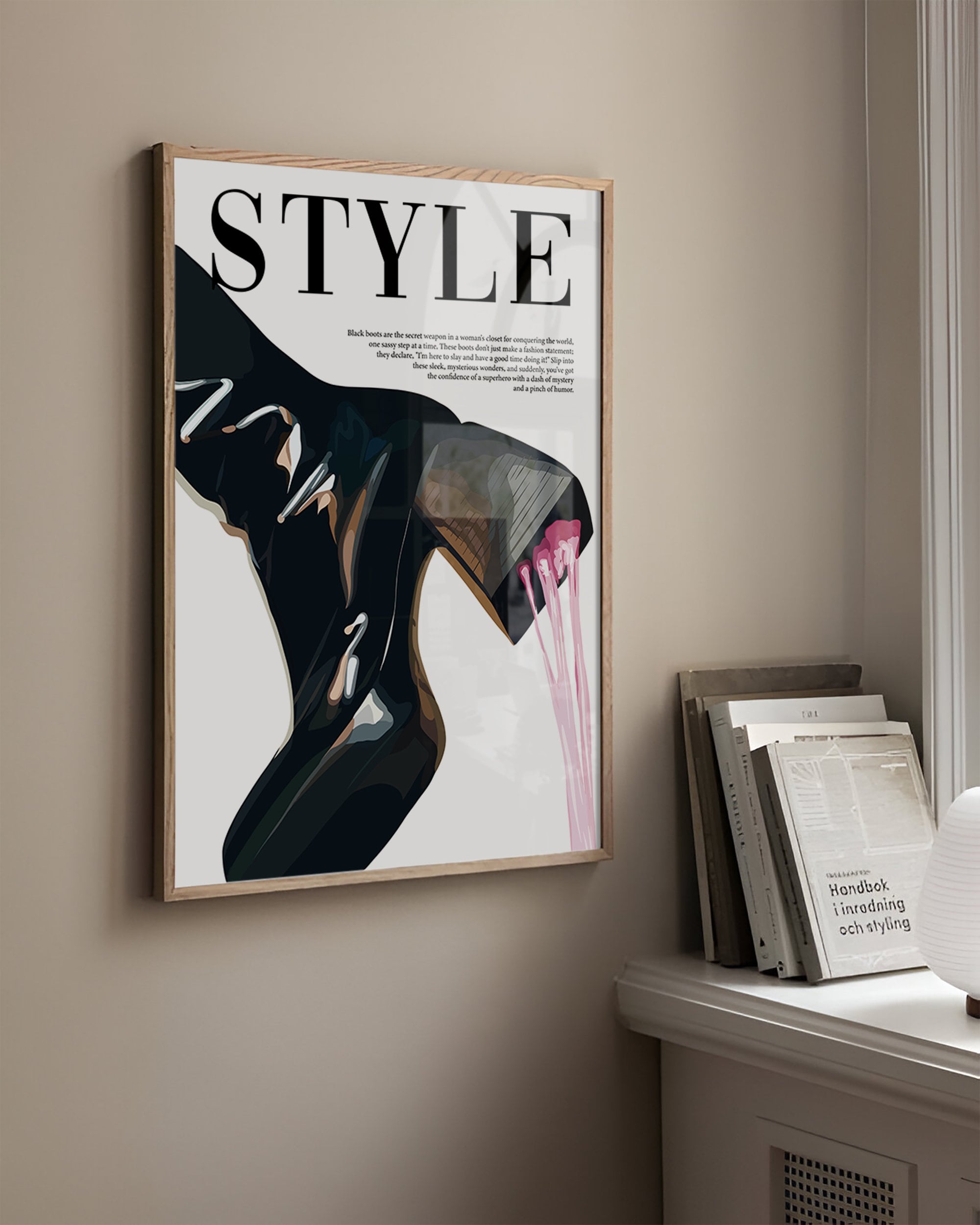 Retro Boots Print, Black Boots Poster, Vogue Boots Poster, Chew Gum ...