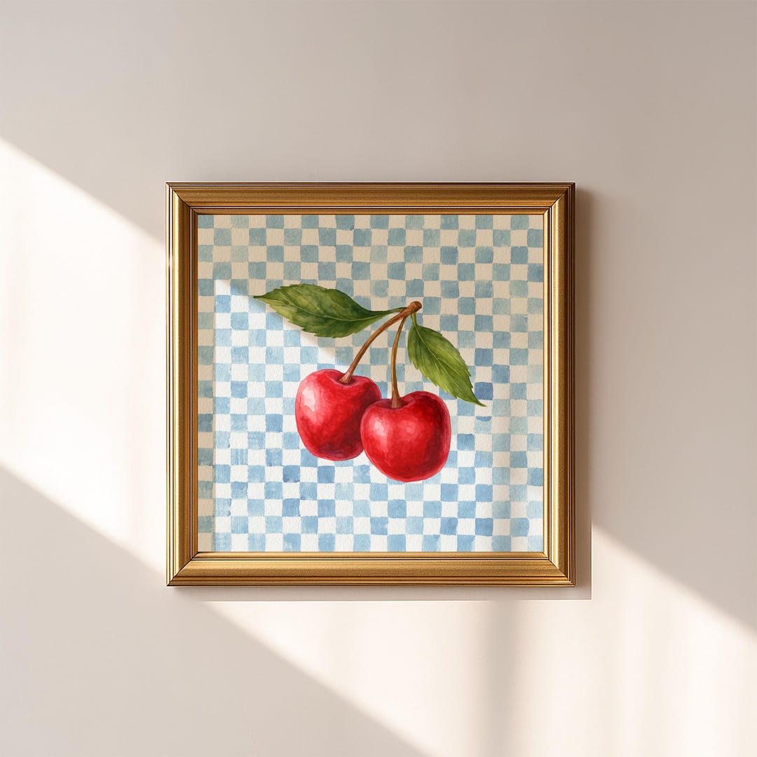 Cherry Poster, Square Print, Retro Kitchen Poster, Vintage Kitchen ...