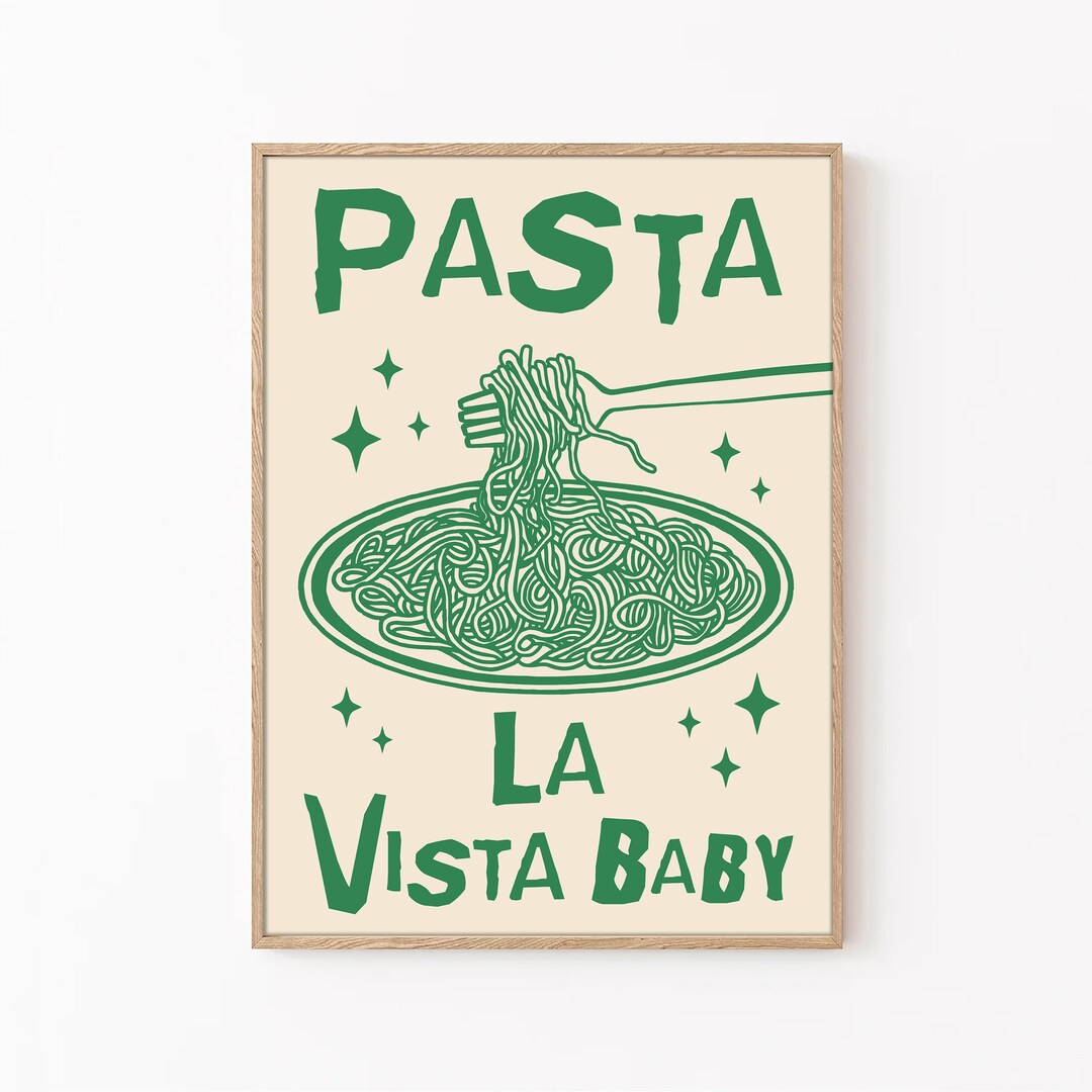 Pasta La Vista Baby Poster: Green Retro Kitchen Art (digital Download ...