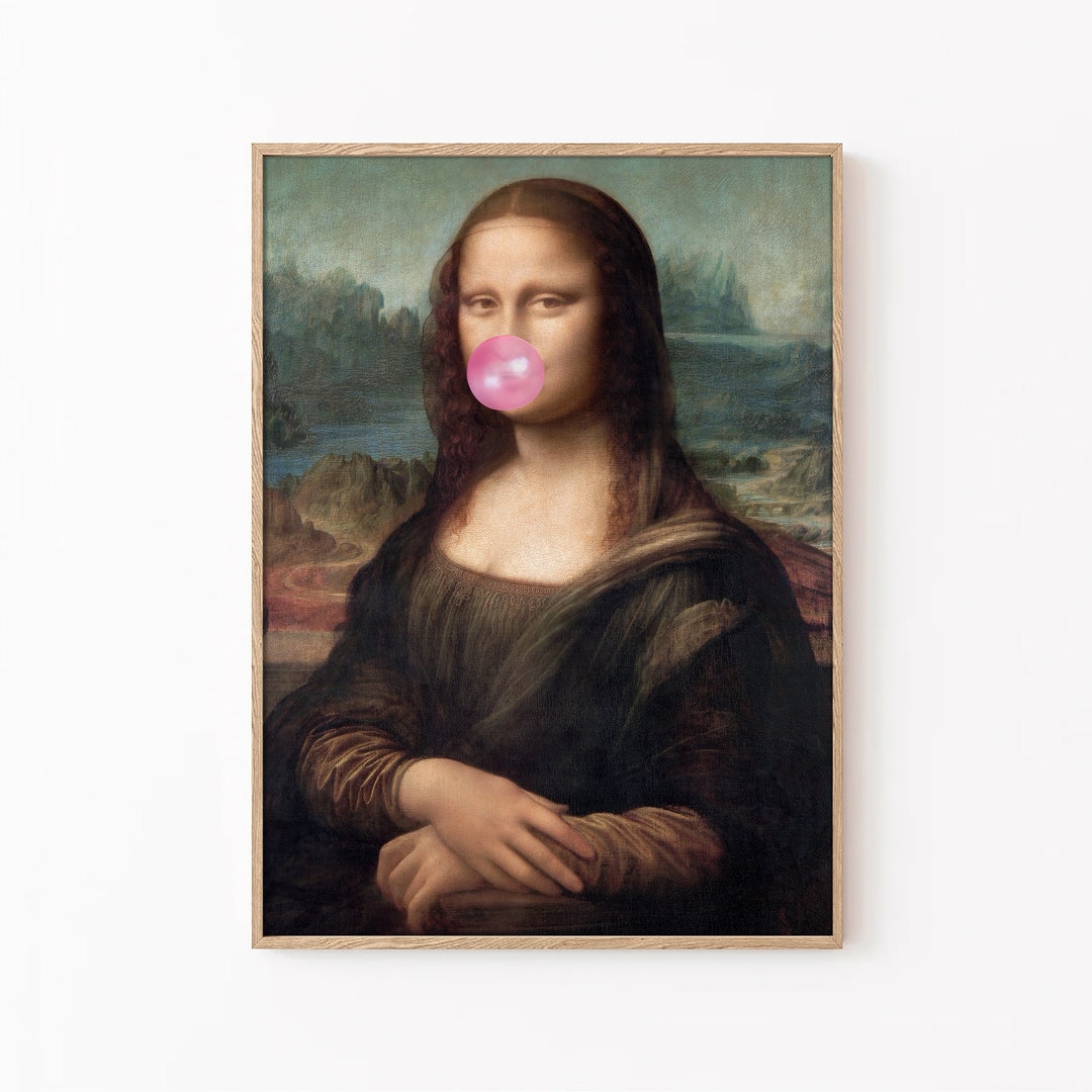 Mona Lisa Bubble Gum Art Print: Eclectic Altered Painting (digital ...