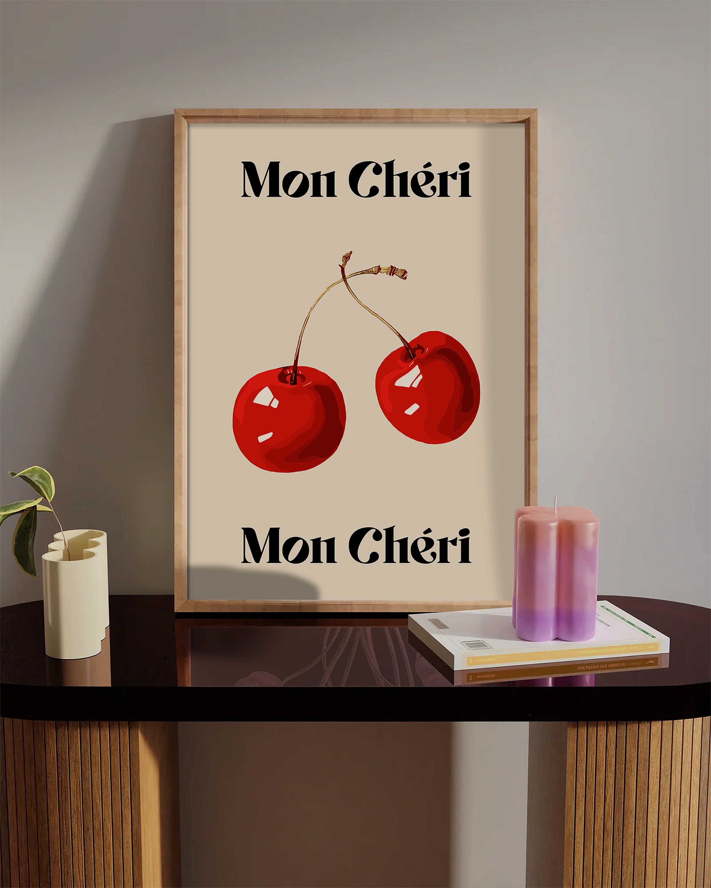 Mon Cheri Poster, Cherry Poster, Red Cherry Print, My Dear Poster ...