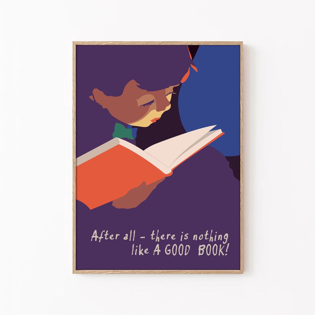 Reading Book Wall Art Reading a Book Poster Reading Art - Etsy