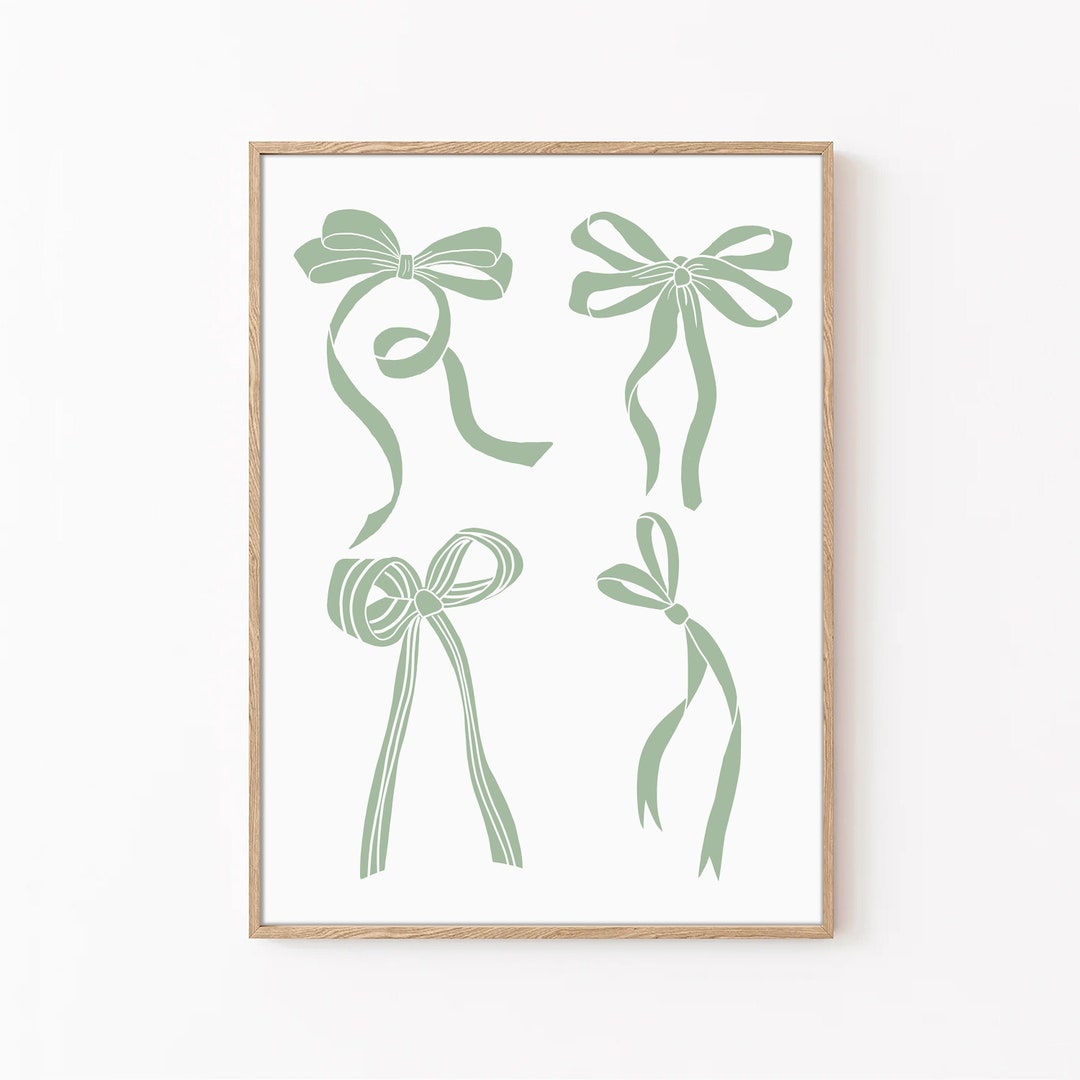 Sage Green Bows, Sage Green Art Print, Trendy Art Prints, Aesthetic ...