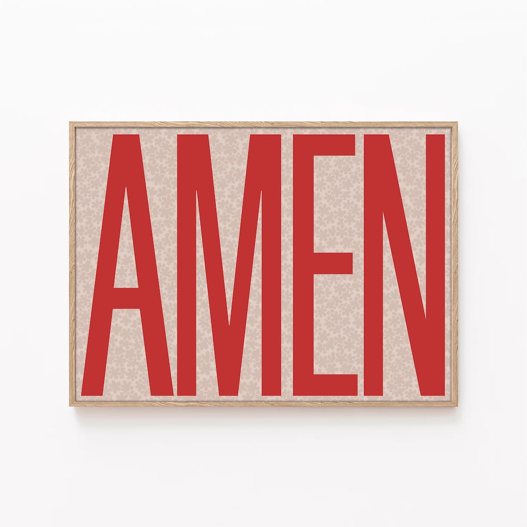 Amen Print Jesus Typography Poster Trendy Christian Wall Art Retro ...