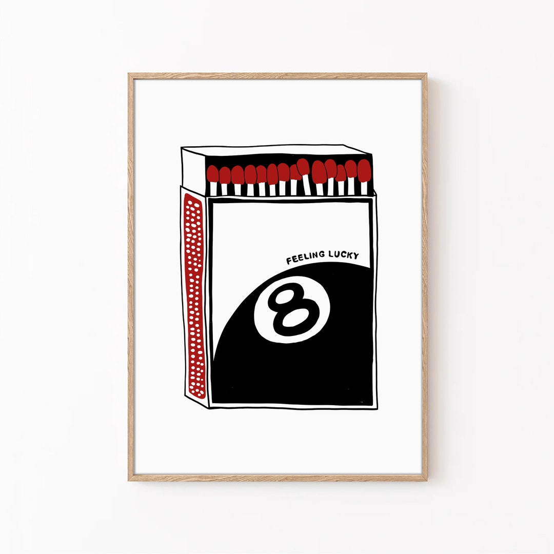Retro 8 Ball Matchbox Print: Lucky Wall Art (digital Download) - Etsy