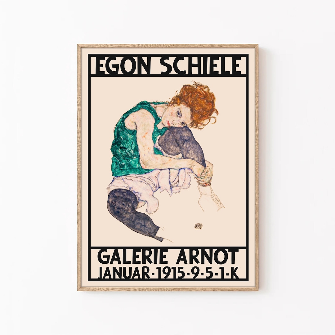 Egon Schiele Poster, Egon Schiele Poster, Retro Wandkunst, Vintage Gemälde, sitzende Frau mit ...