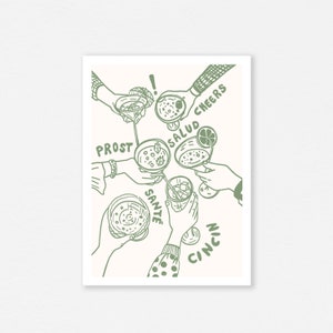 Sage Green Cheers Art Print: Retro Bar Cart Decor (digital Download) - Etsy