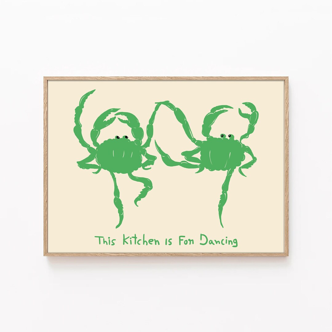 Dancing Crabs Kitchen Art: Retro Green Print (digital Download) - Etsy