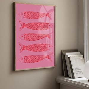 Pink Sardines Print: Retro Kitchen Wall Art (digital Download) - Etsy
