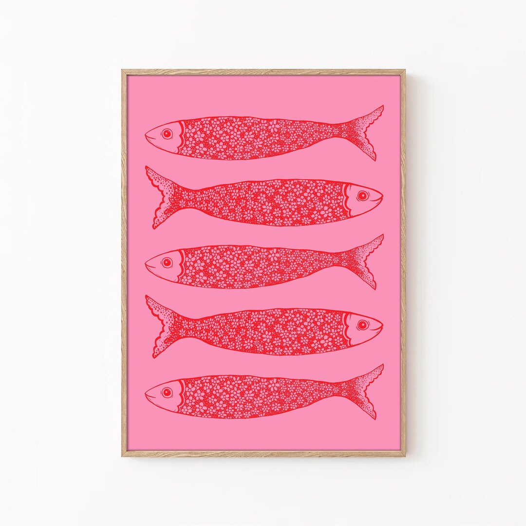 Pink Sardines Print: Retro Kitchen Wall Art (digital Download) - Etsy