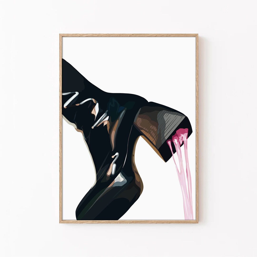 Retro Boots Print, Black Boots Poster, Vogue Boots Poster, Chew Gum ...